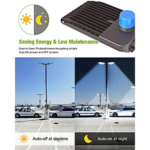 YXL LED Parking Lot Light, 200W LED Shoebox Light with Dusk to Dawn Photocell,28000LM 5000K Daylight Arm Mount, IP65 Waterproof, LED Area Light for Parking Lot Sports Stadium, 3 Pack