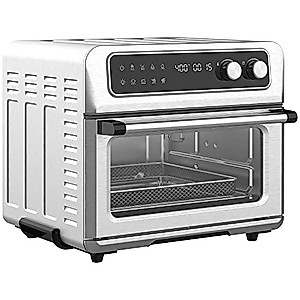HOMCOM Air Fryer Toaster Oven, 21QT 8-In-1 Convection Oven Countertop, Broil, Toast, Dehydrator, Thaw and Air Fry, Accessories Included, 1800W, Stainless Steel Finish