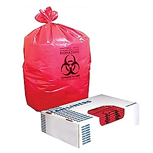 Healthcare Liners by Heritage Bag, when Safety and Perfomance matter. 30"x43", Red, 1.3Mil, 200, Healthcare Printed