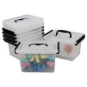 Anbers 3 Quart Small Clear Storage Box with Lid, Set of 6