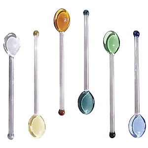 6Pcs glass mixing spoon Heat Resistant Glass Spoons, Glass Stirring Spoon Rod Glass Teaspoons Stirring Spoons for Salt Sugar Tea Coffee Cocktail Cold ice cream spoon Drink party fruit spoon