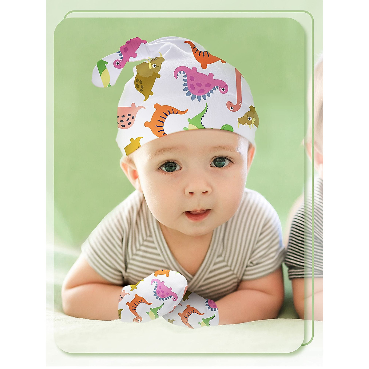 Newborn Baby Hats Mittens Set Blank Sublimation Infant Baby Hats White Newborn Beanie Soft Mittens for 0-12 Months (15)