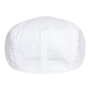 BOTVELA Men Cotton Twill Newsboy Flat Ivy Driving Hat Fitted Cap (White, 7 5/8)