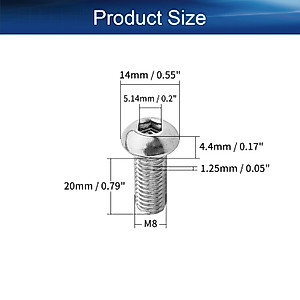 Yinpecly M8x20mm Button Head Socket Cap Screw 304 Stainless Steel Fastener Hex Drive Fully Threaded Cap Bolts Inner Hex Socket Bolts Galvanized 10Pcs