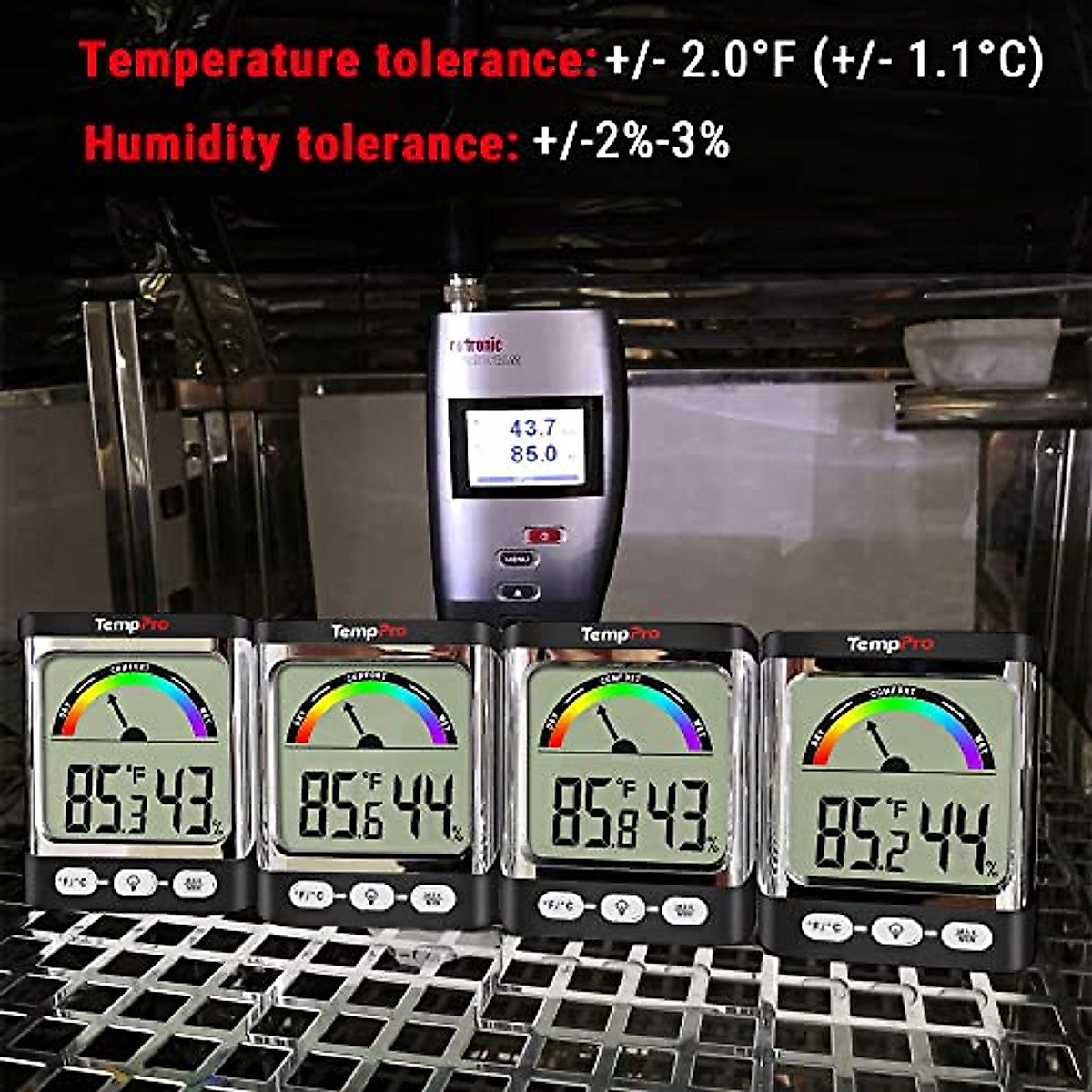 TempPro A52 Hygrometer Indoor Thermometer for Home with Comfort Level Indication Humidity Meter, Large Backlit Display Humidity Sensor with Max/Min Record for Greenhouse Basement Black