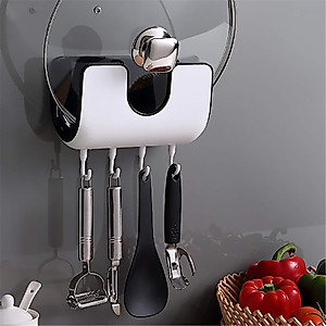 Guanniao Wall Mounted Pot Lid Rack With Four Hooks Self Adhesive Pot Lid Holder Abs Material Pot Lid Organizer