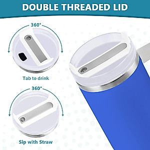 UMIRIKO Royal Blue Stainless Steel Vacuum Insulated Tumblers With Handle And Straw,40 oz Stainless Steel Tumbler Cups With Lid for Water, Iced Tea or Coffee, Smoothie and More Royal Blue 02