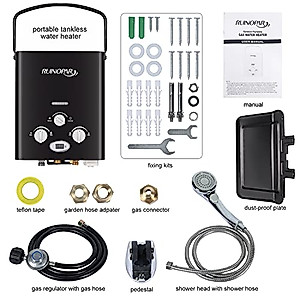 Portable Water Heater Propane Tankless - 6L 1.58GPM RV on demand Hot Gas Outdoor Digital Display Water Heater for Camping,Boat,Cabins(black)