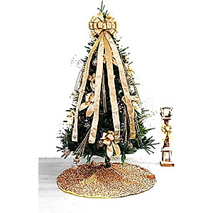 2.5Inch X 10 Yards Christmas Velvet Ribbon,2.5" Wide Wired Ribbon for Christmas Crafts Decoration, Wrapping Crafts (Champagne Gold)