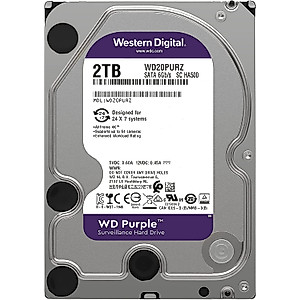 Western Digital 2TB WD Purple Surveillance Internal Hard Drive HDD - SATA 6 Gb/s, 64 MB Cache, 3.5" - WD20PURZ (Renewed)
