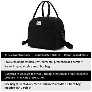 Mountain guest Lunch Bag Reusable Insulated Cooler Lunch Box Adult Water Resistant Tote Lunch Bag for Women/Men Work Picnic Beach or Travel (Black)