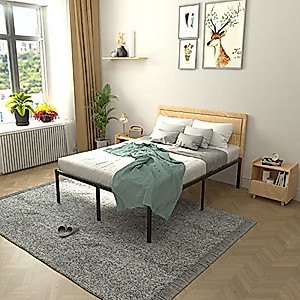 AMOBRO Full Size Metal Bed Frame with Heavy-Duty Steel Slats, 18-Inch Platform Bed with Safety Bumpers and Spacious Storage, Easy Assembly, No Box Spring Required, Non-Slip Design.