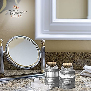 Autumn Alley Galvanized Bathroom Apothecary Jars Set, Farmhouse Bathroom Jars Qtip Holder Glass Dispenser- Rustic Vanity Organizer with Lids for Cotton Balls, Swabs, Rounds, Bath Salts 2-Glass Jars