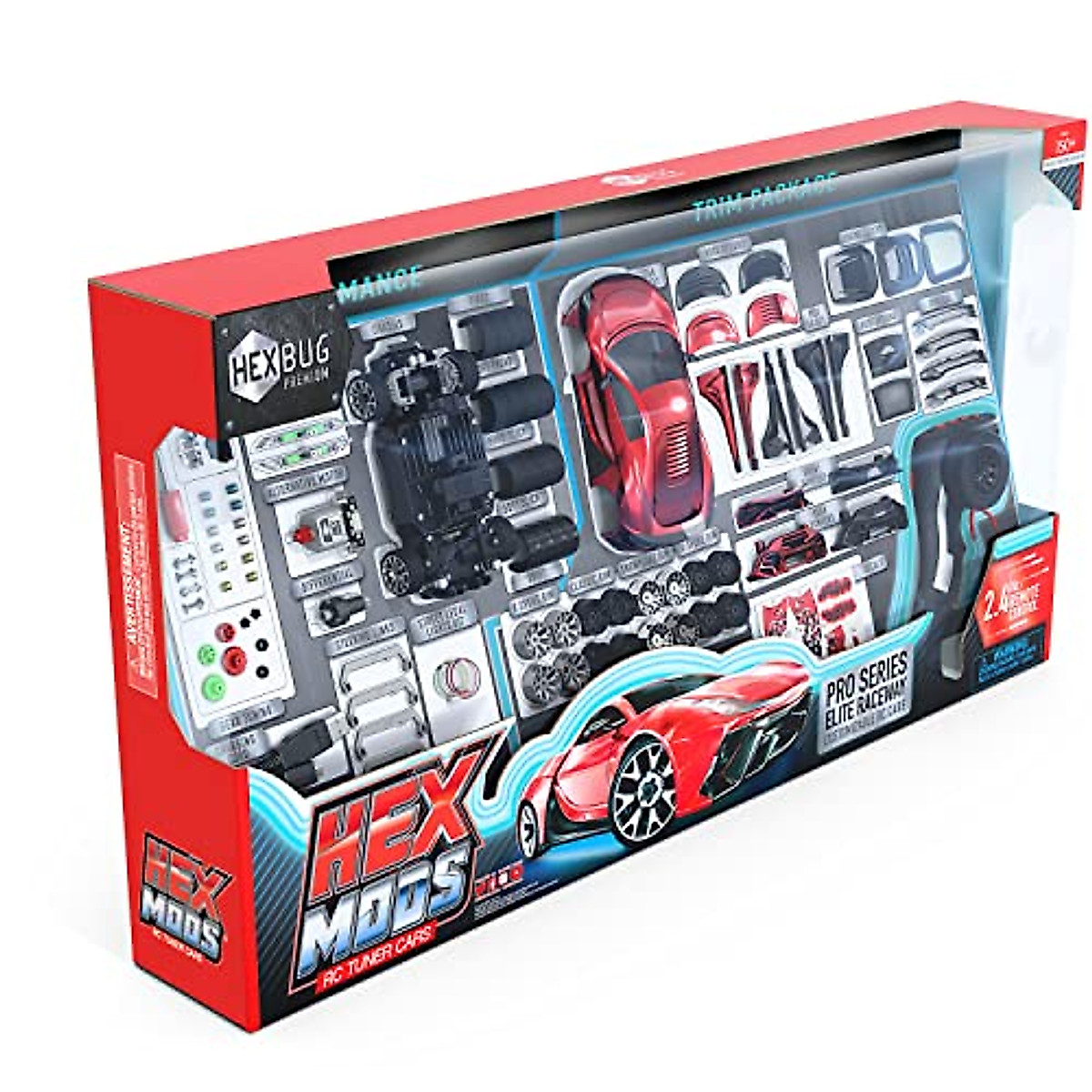 HEXBUG HEXMODS Pro Series Elite Raceway, Rechargeable RC Car, Buildable Scale Model for Kids and Adults, 2.4 Ghz Controller and Trackset Included, Ages 14 and Up
