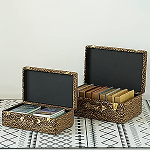Vintiquewise Decorative Tufted Velvet Suitcase Treasure Chest Set of 2, Brown