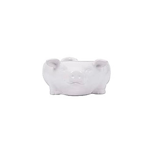 Creative Co-Op Farmhouse Ceramic Pig Shaped Bowl, White