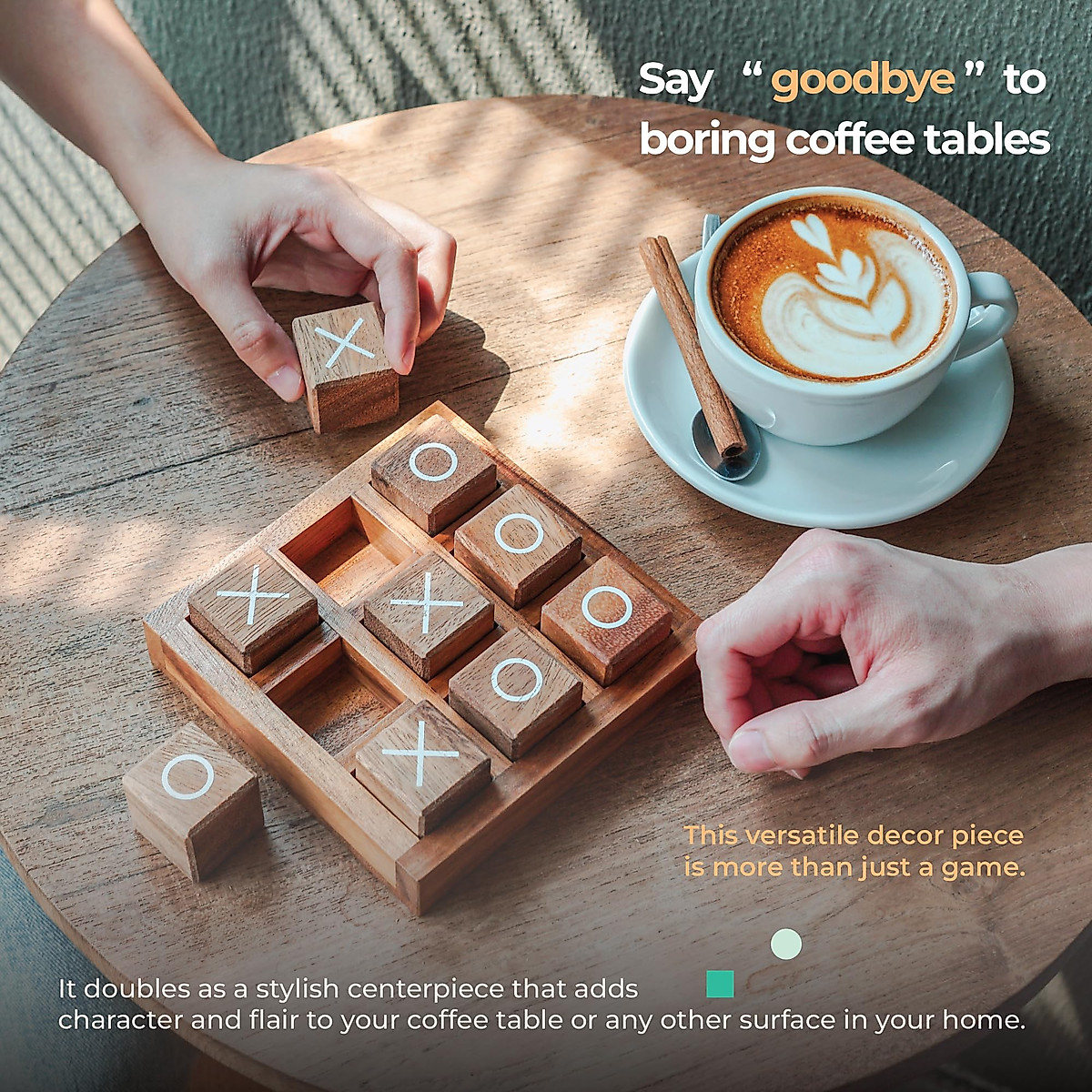 BSIRI Wooden XO Blocks (L) Tic Tac Toe Board Games - Ideal for Kids Games, Family Games and Game Night for Adults, Farmhouse Decor for Coffee Table Decor and Unique Gifts for All Occasion (5.5 Inch)