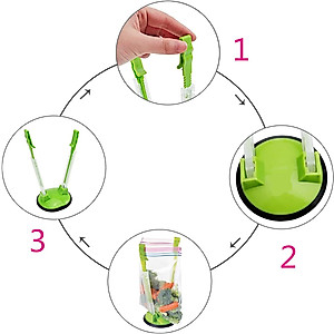 Baggy Rack Hands-Free Clip Food Storage Freezer Baggy Holder,Bag Holder For Plastic Bags Stand/Pack of 2 Green