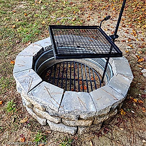 TITAN GREAT OUTDOORS Round 30.5in Fire Pit Grate, Heavy Duty 1/2in Steel Elevated Log Wood Pit Grate, Burning Fireplace and Firepits