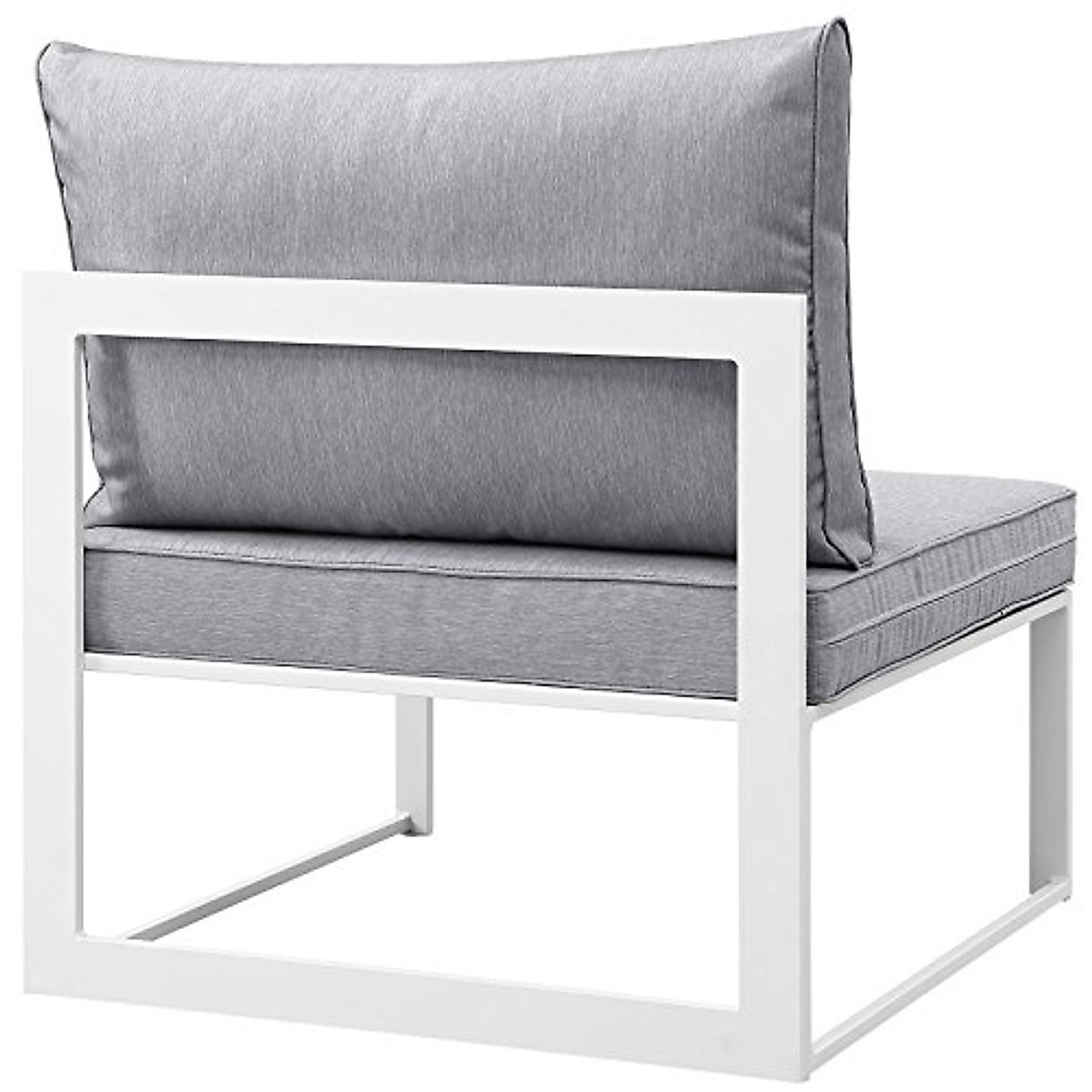 Modway Fortuna Aluminum 7-Piece Outdoor Patio Sectional Sofa Furniture Set with Cushions in White Gray