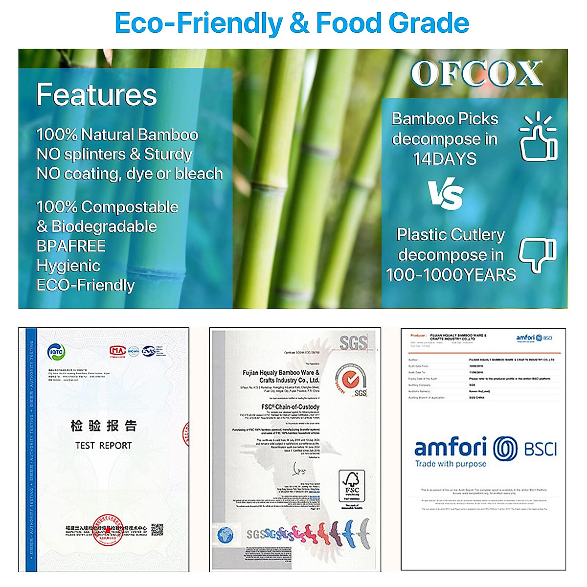 OFCOX Mini Bamboo Forks 4 inch, Cocktail Forks Appetizer Forks, Toothpicks for Appetizer, Disposable Wooden Wood Tiny Small Food Picks for Party Fruit Charcuterie Accessories. 60 PCS