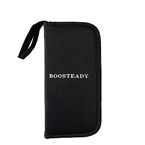 BOOSTEADY Gun Cleaning Brush & Hook Kit in Zippered Organizer Carry Case (8 Pieces) - Double End Brass Steel Nylon Bristle Brushes & Metal Polymer Hooks