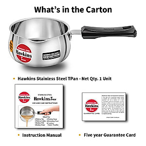 HAWKINS Stainless Steel Tpan 1 Litre Without Lid, Silver (SST10)