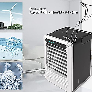 Portable Air Conditioners, Personal Space Mini Cooler Evaporative Desktop Spray Fan with 3 Wind Speeds Small AC Cooling Cool Mist Humidify Handle for Bedroom Room Home Camping Car Tent RV