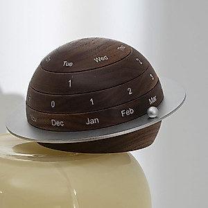 2024 Wood Desk Calendar, Rustic Perpetual Office Accessory & Creative Earth Desktop Decoration, Ideal Calendar Christmas Gift,Unique Mens Desk Accessories (A)