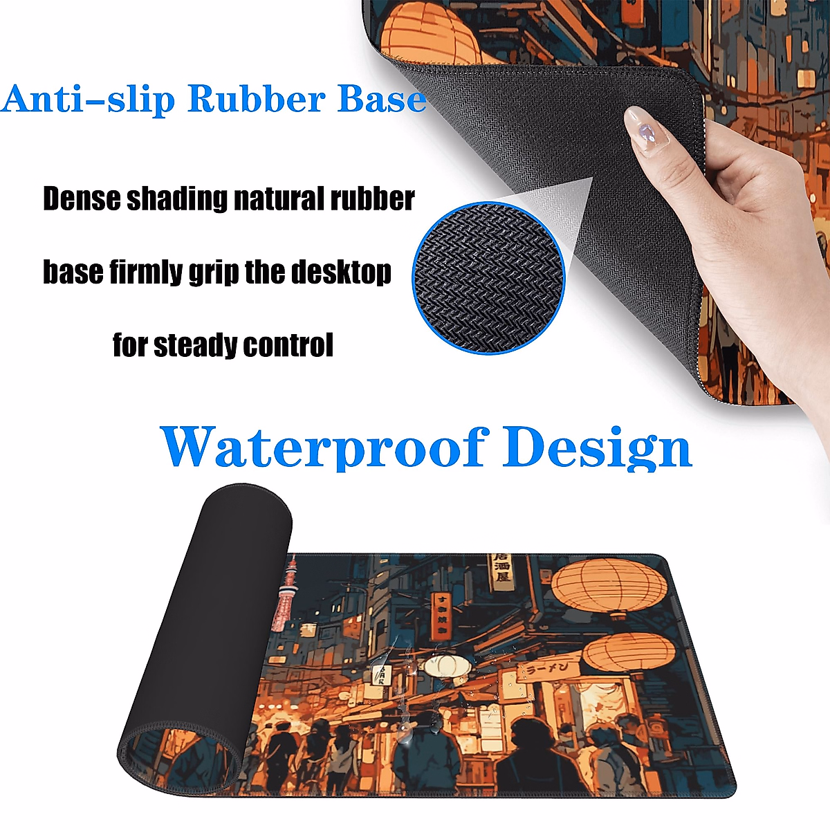 Japanese Street Gaming Mouse Pad Large,Anime Mouse Pad Gaming Mouse Mat Desk Pad,31.5 x 11.8 Desk Mat Anime Mouse Pads for Desk,Extended Keyboard Mousepad with Non-Slip Base and Stitched Edge