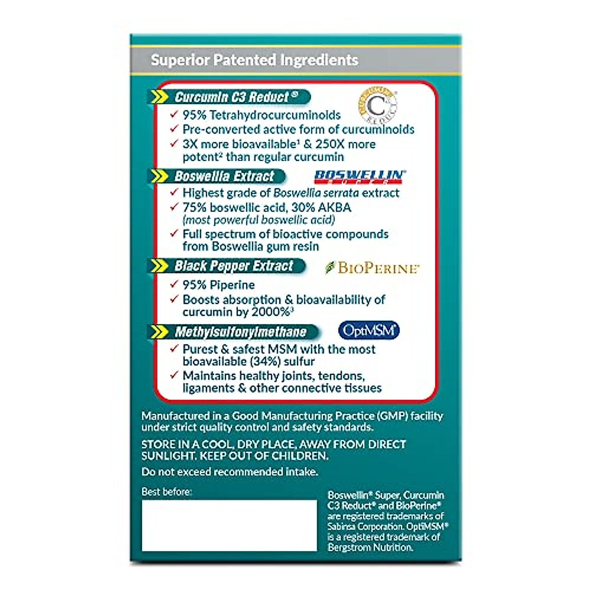 LABO Nutrition FlexC MAX EX with Turmeric Curcumin C3 Reduct 95% Tetrahydrocurcuminoids, Bioperine, Boswellia Extract & OptiMSM, Effective Antioxidation, Joint & Body Discomfort Relief