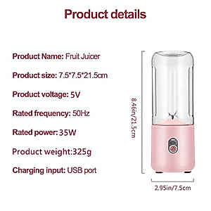 Pomojonbi Portable Blender Rechargeable Fruit Juice Mixer 6 Blades Electric Shake Cup Blender Smoothie Ice Crush Cup White