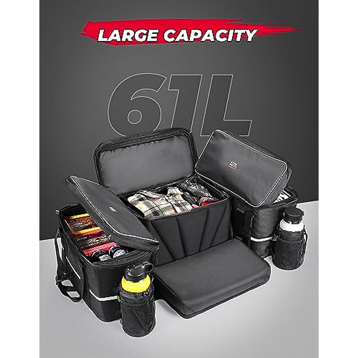 KEMIMOTO ATV Bag, 74L Large ATV Cargo Bag With Cooler Bag, Waterproof 4 Wheeler Storage Rear Rack Seat Bag Universal Compatible With Polaris Sportman Fourtrax Can Am Kawasaki Yamaha Artic Cat