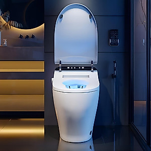 Homary Modern Smart Toilet One-Piece 1.27 GPF Floor Mounted Automatic Toilet Elongated Smart Toilet Bidet with Seat (White)