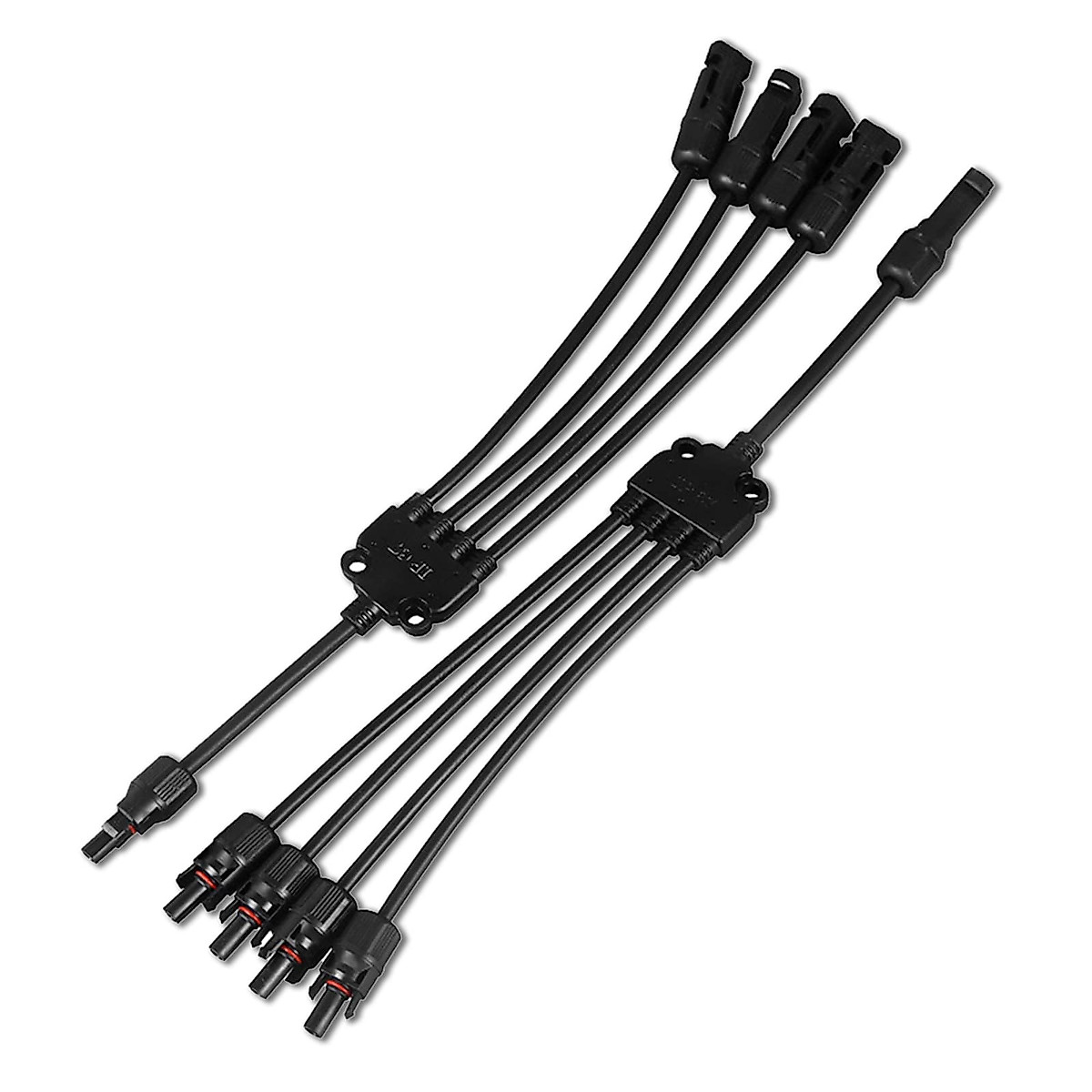 AAKL Solar Extension Cable Y Branch Solar PV Connector Parallel Adapter Cable Wire Plug Tool Kit Female Male for Home Rooftop RV Solar PV Panel Extend (1 Pair F/MMMM & M/FFFF)