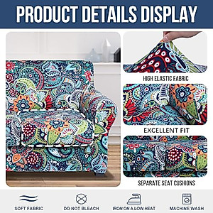 hyha Couch Cover, Floral Pattern, Stretch, Printed, 4 Pieces, Sofa Slipcovers, for 3 Separate Cushion Couch, Washable Furniture Protector for Dogs(Paisley Floral)