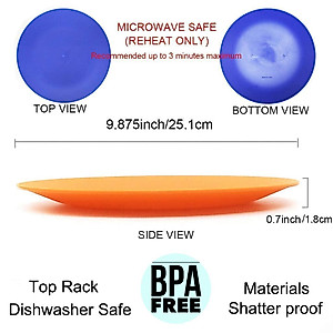 KX-WARE Unbreakable 24-piece Plastic Dinnerware set, Reusable Plates and Bowls, Basic Color