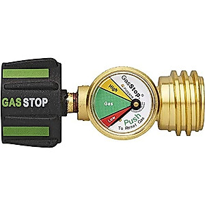 GasStop GSUSA2 Propane Shutoff Device + GasGear by GasStop RV 90 Degree Propane Pigtail Hose, 12'' Camper Tank Hose