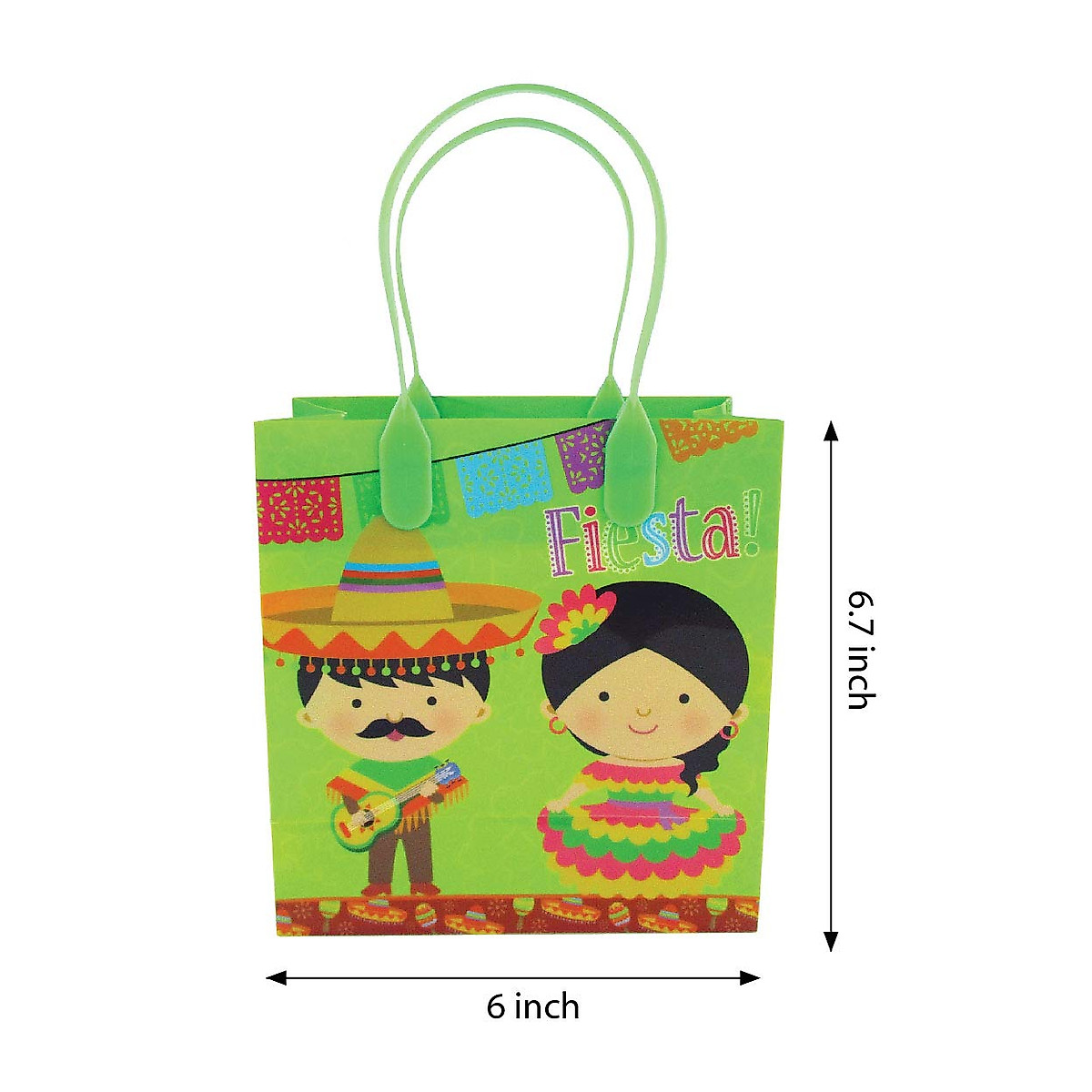 TINYMILLS Fiesta Themed Party Favor Bags Treat Bags, 12 Pack