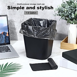 Eccliy 6 Pack Plastic Trash Can with 3 Rolls of Trash Bags Small Wastebasket Trash Can Garbage Container Bin, Trash Bin for Bathroom, Bedroom, Home Office, Living Room, Kitchen (Black, Medium)