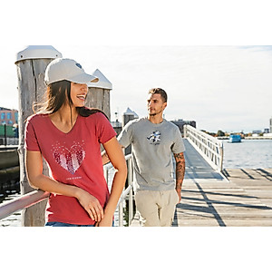 Life is Good Women's Crusher T, Short Sleeve Cotton Graphic Tee Shirt, Hearts Stars and Stripes, Faded Red, Large