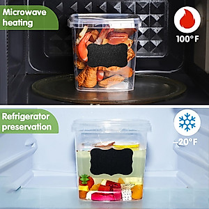 Jinei 50 Pcs 16 oz Plastic Deli Containers with Lids Clear Square Food Storage Containers Stackable Airtight Square Container with Lids with 9 Labels and Marker for Kitchen Storage Meal Take out