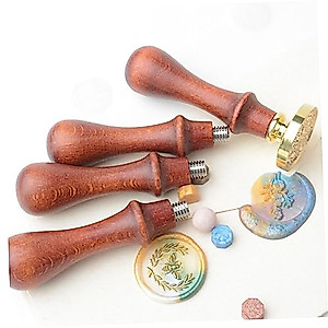 VILLCASE 3Pcs Wooden Handle Wedding invites Wooden Stamps Wedding Scrapbook Seal Stamp Head Replacement Wax Envelope Seal Handle Wax Stamp Replacement Heads Wedding Stamp Handle Beech die