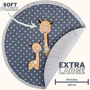 OBERLUX Baby Play Mat Memory Foam - Play Mat for Baby, Machine Washable, 49 inches-Large Non Slip Floor Mat, Playroom Decor, Baby Crawling Mat, Tummy Time Mat, Jungle Animal Safari Theme Baby Mat.