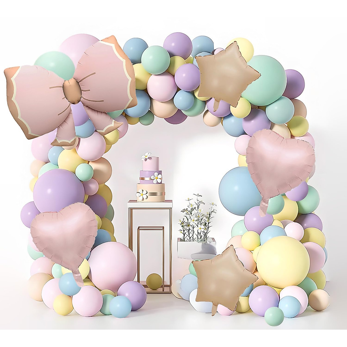 5pcs Retro Pink Matte Retro Pink Bow Balloon Set Aluminum Foil Balloon Matte Soft Coke Sugar Star Balloon Retro Pink Heart Balloon Birthday Baby Shower Graduation Party Balloon Supplies