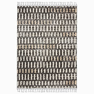 Home Dynamix The Spruce Marcella Louise Geometric Stripe Shag Area Rug, Gray/Ivory, 7'10"x10'5" Rectangle