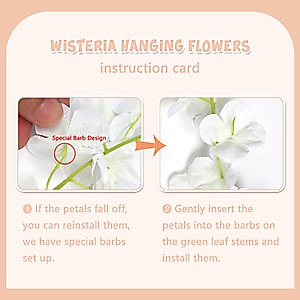 Luerbi 12 Pack Champagne Wisteria Hanging Flowers Garland, 3.77 Feet Artificial Flower Vines, Fake Wisteria, Artificial Vines Hanging Garland for Backdrop Outdoor Yard Garden Decor