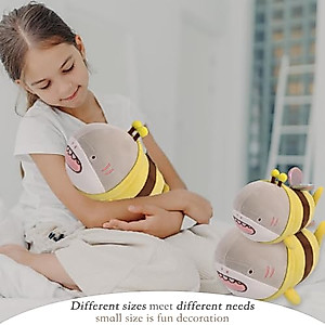 ARELUX 14in Bee Plush Pillow Stuffed Animal,Fuzzy Yellow Honeybee Shark Plushie Doll Pillow,Stuffed Shark Pillow,Soft Anime Bee Pillow Toy Friends Family Member