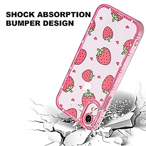 MZELQ Compatible with iPhone XR Case Red Strawberry Cute Pattern, Soft TPU iPhone XR Case for Girls Women + 1* Screen Protector, Camera Hole Protective for iPhone XR Case 6.1 inch