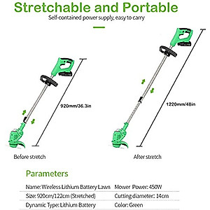NANDAN 21V Cordless Grass Trimmer,Electric Trimmer/Edger Cutting Width 30CM with Plastic and Metal Blades Grass Brush Cutter Kit Pruning Cutter Garden Tools